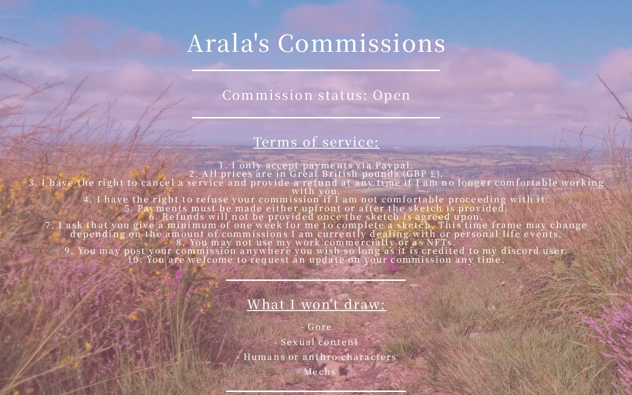 Arala's Commissions